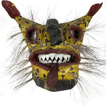 Antique Folk Art Guerrero Leather Tiger Ceremonial Mask – Pigeon Squared